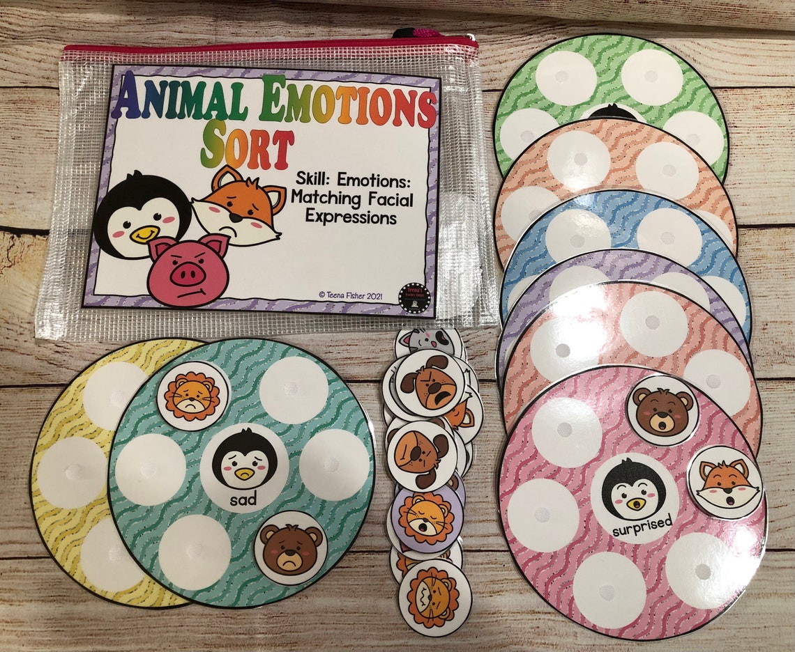 Animal Emotions Sort Task Box Cards Preschool Busy Bag Feelings - Etsy