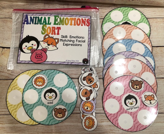 Animal Emotions Sort Task Box Cards Preschool Busy Bag | Etsy