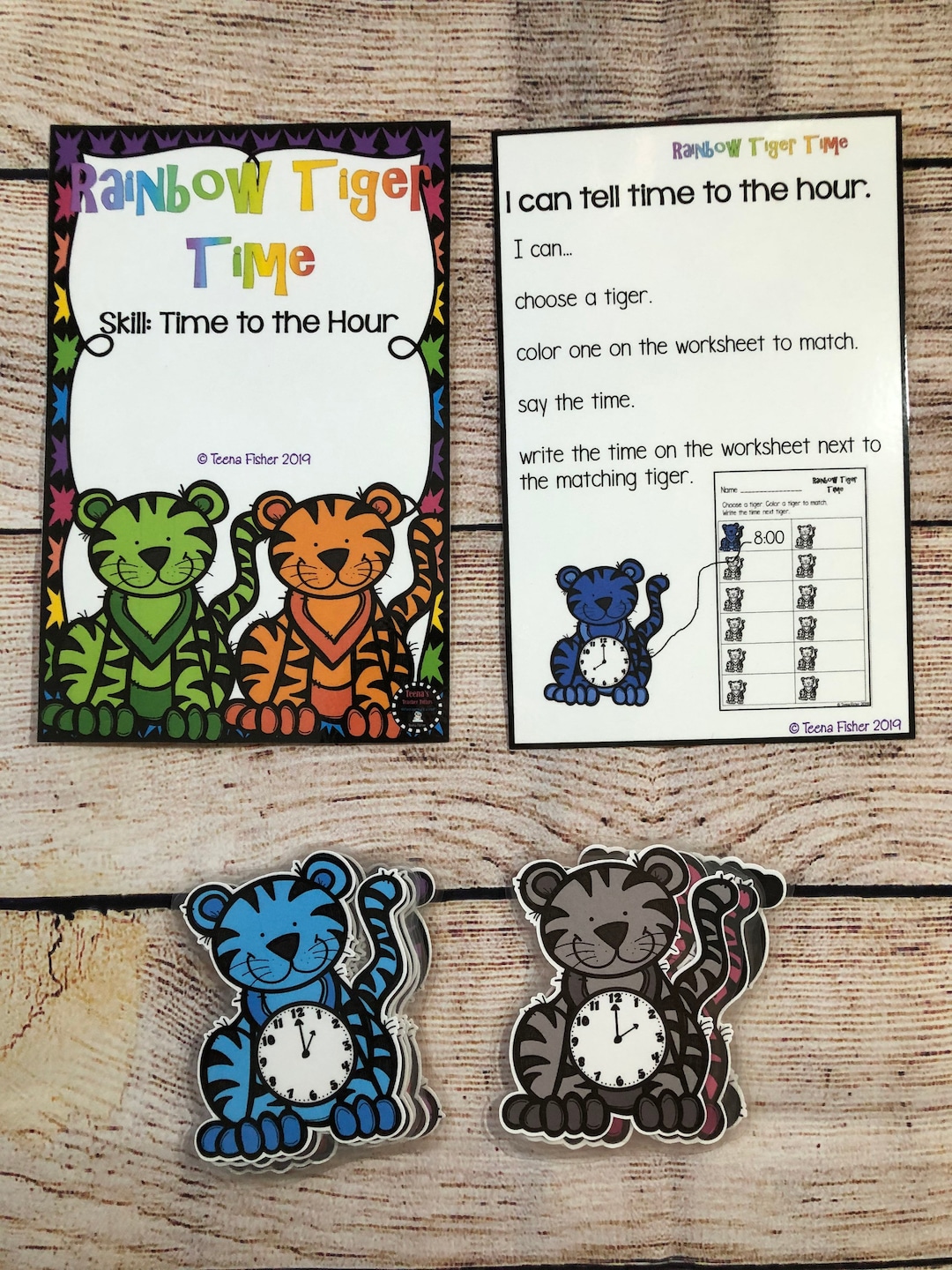 Tiger Time to the Hour First Grade Kindergarten Math Teacher Made ...