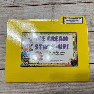 Ice Cream Stack up File Folder Game Literacy Center Grammar Nouns Verbs ...