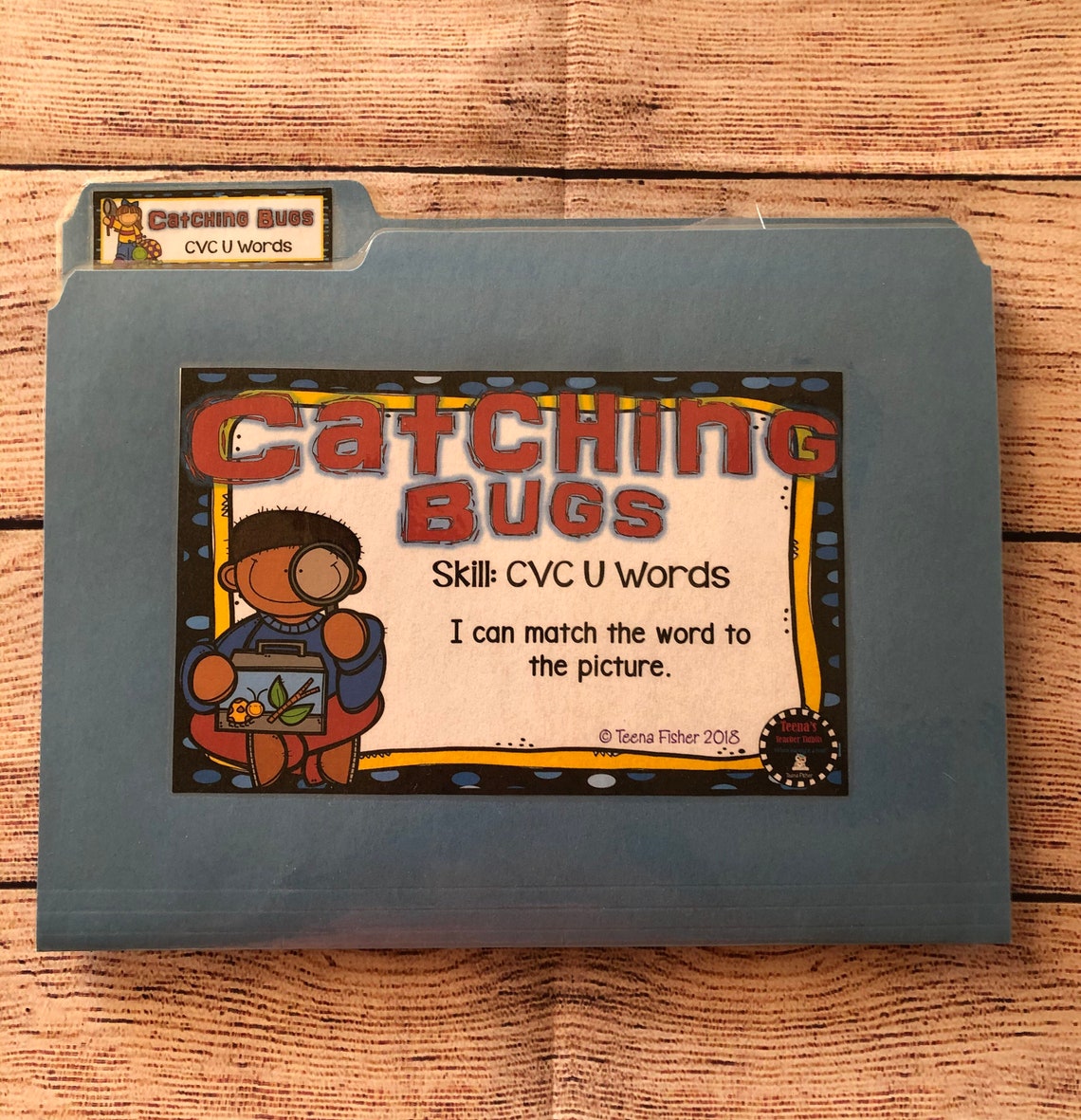 Catching Bugs CVC Words Short U Phonics File Folder Game | Etsy