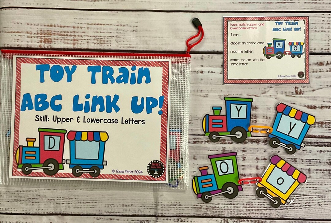 Toy Train Alphabet Matching Linking Cards Preschool Kindergarten ...