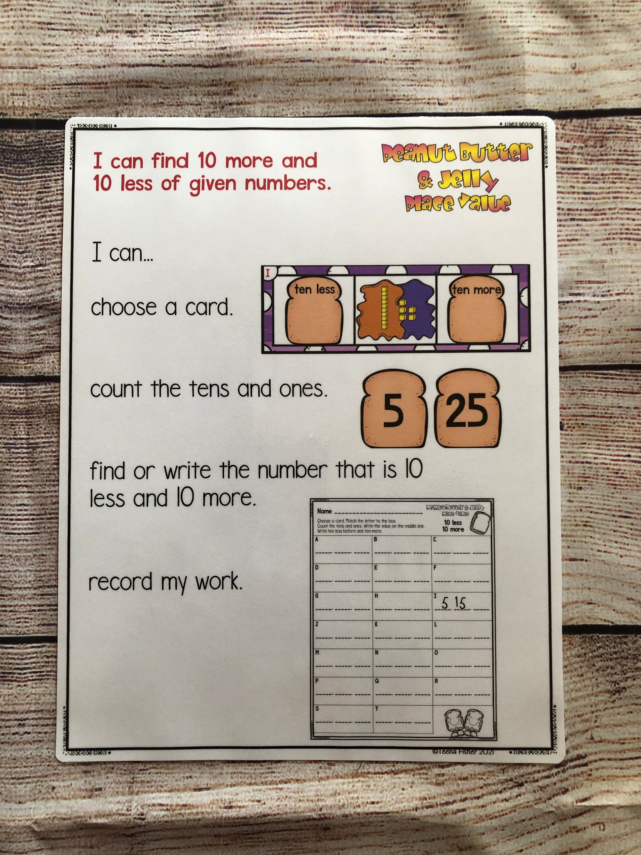 Peanut Butter Jelly Place Value Base 10 More Less Number Sense - Etsy