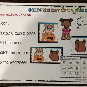 Goldfish Cat Short A CVC Word Puzzle Cards Teacher Made Phonics ...