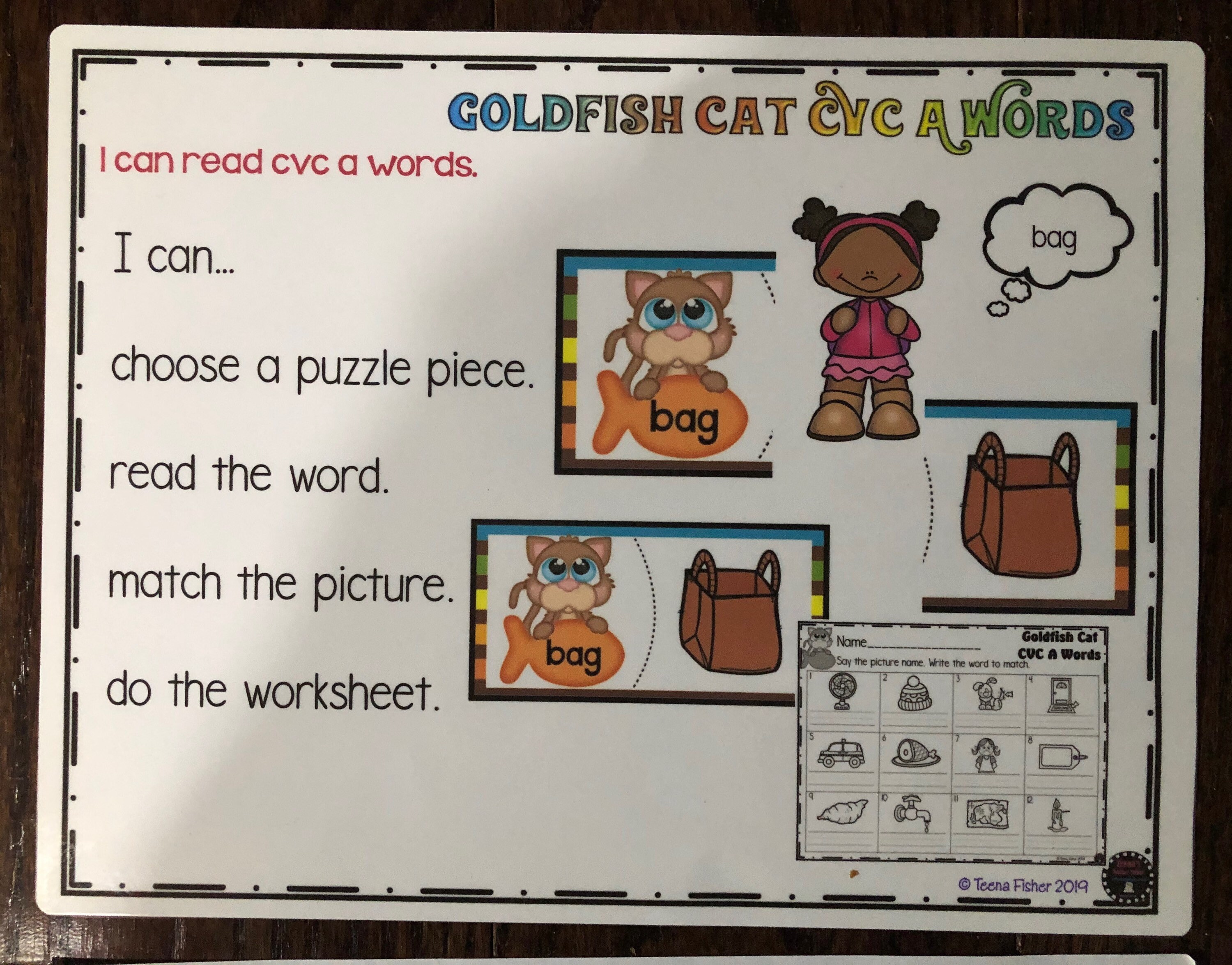 Goldfish Cat Short A CVC Word Puzzle Cards Teacher Made Phonics ...