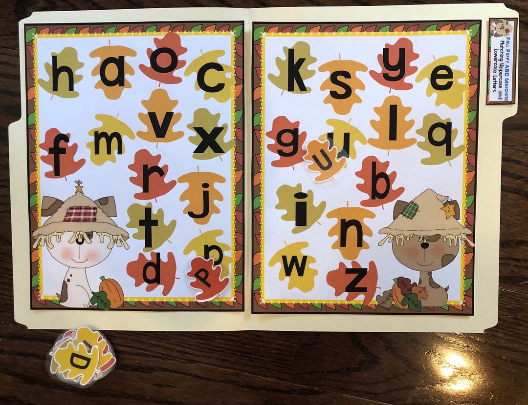 Teacher Made Fall Puppy ABC Matching File Folder Game Literacy Center ...