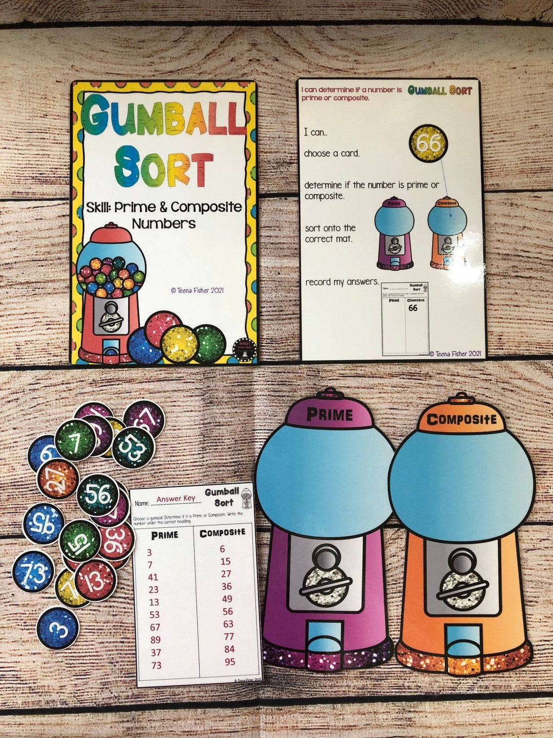 Gumball Sort Prime & Composite Numbers Factors Multiples File Folder ...