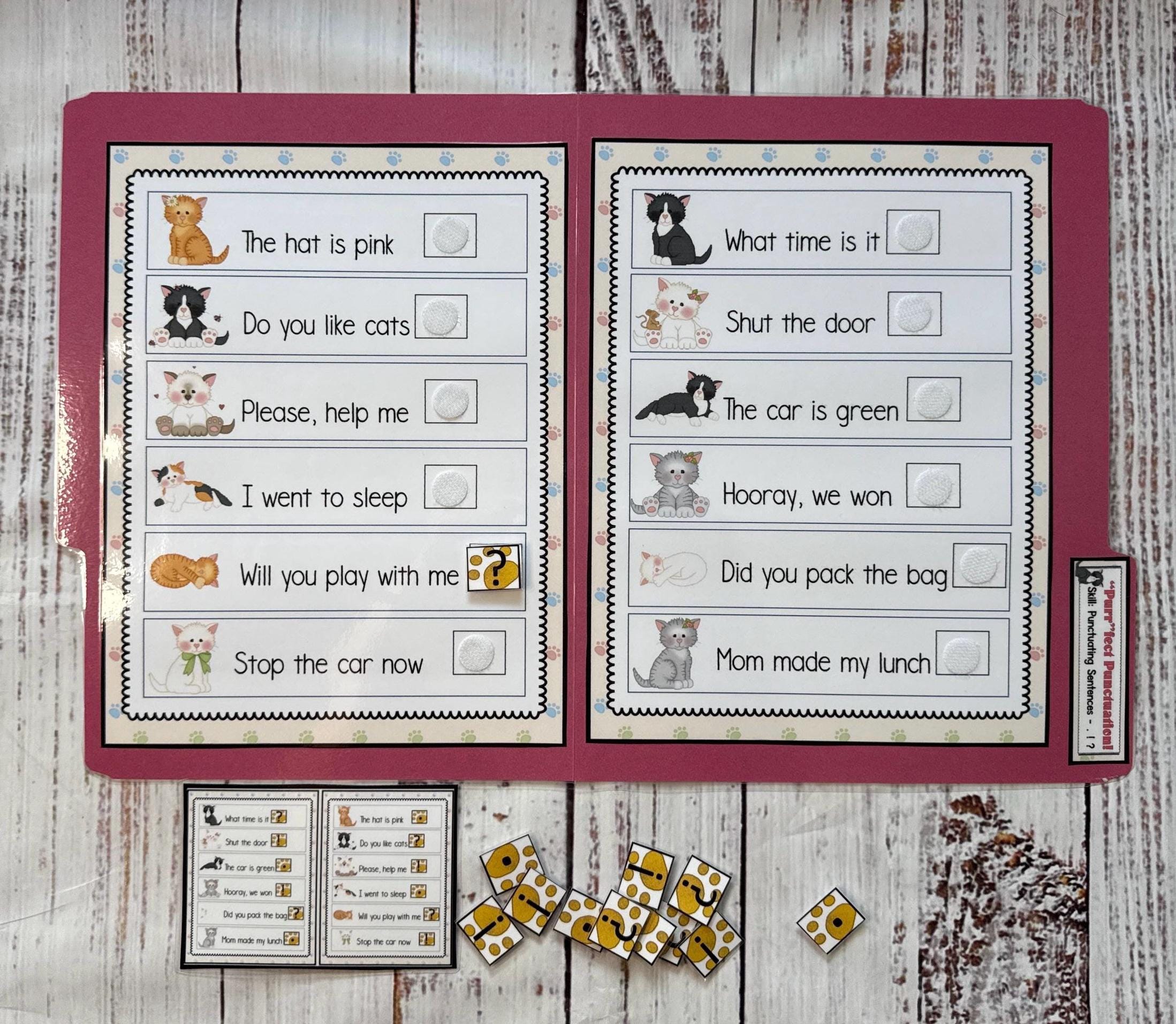 Purrfect Punctuation File Folder Game Literacy Center Grammar First ...