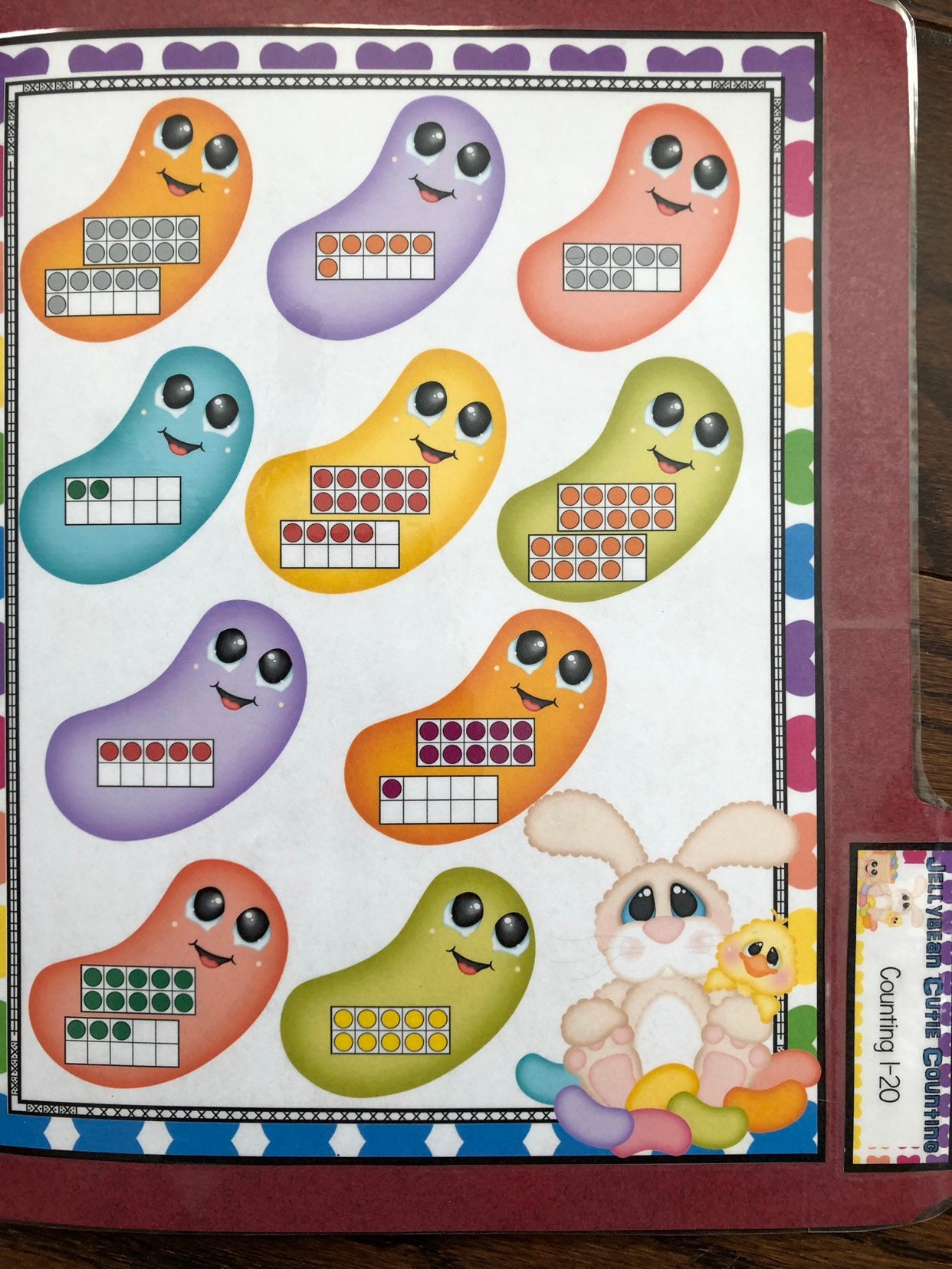 Jellybean Cutie's Counting File Folder Game Numbers 1~20 Kindergarten ...