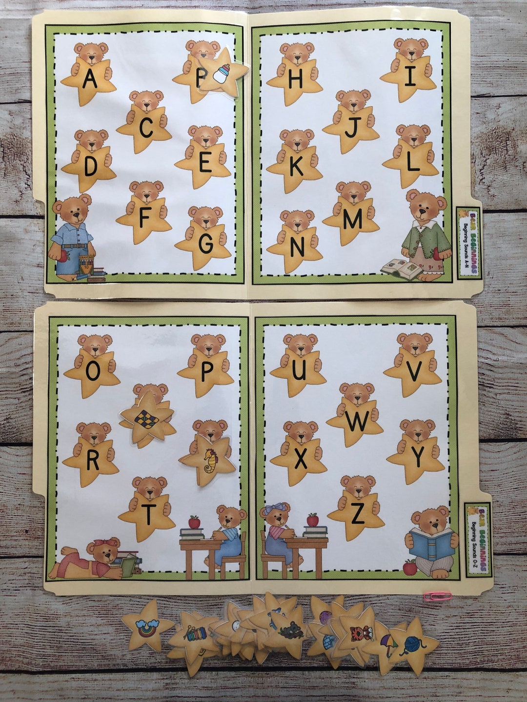 Literacy Center Bear Beginning Sounds File Folder Game Teacher Resource ...