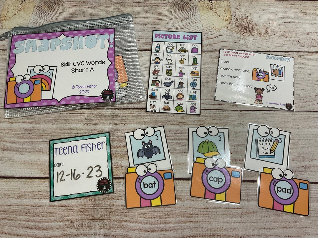 Snapshot CVC Short a Words Match Phonics Short Vowel Kindergarten First ...