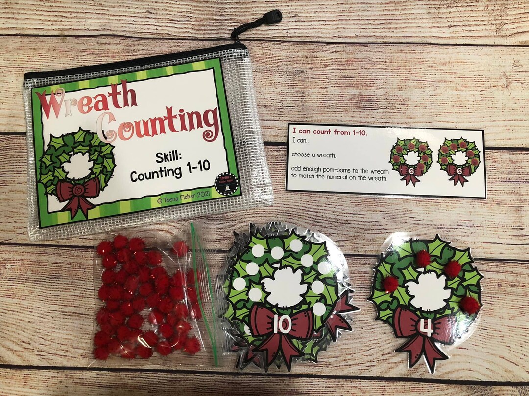 Wreath Counting 1-10 Fine Motor Christmas Math Game Teacher Resource ...