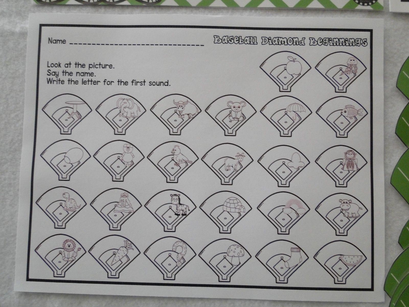 Baseball Beginning Sounds Literacy Phonics File Folder Game - Etsy UK