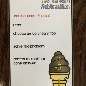 Teacher Made Ice Cream Subtraction from 10 Math Center | Etsy