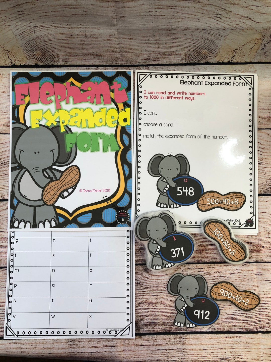 Elephant Expanded Form Math File Folder Game Center Teacher Resource ...