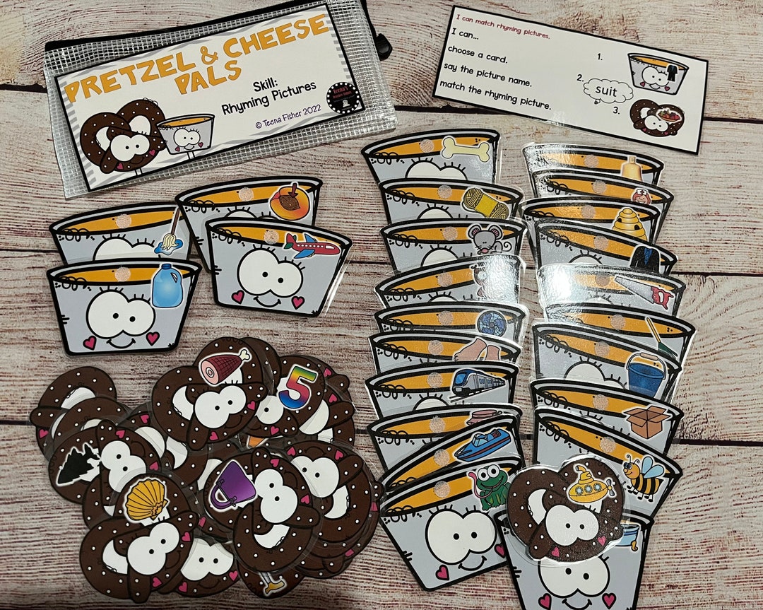 Pretzels & Cheese Rhyming Pictures Matching Activity Literacy Phonics ...