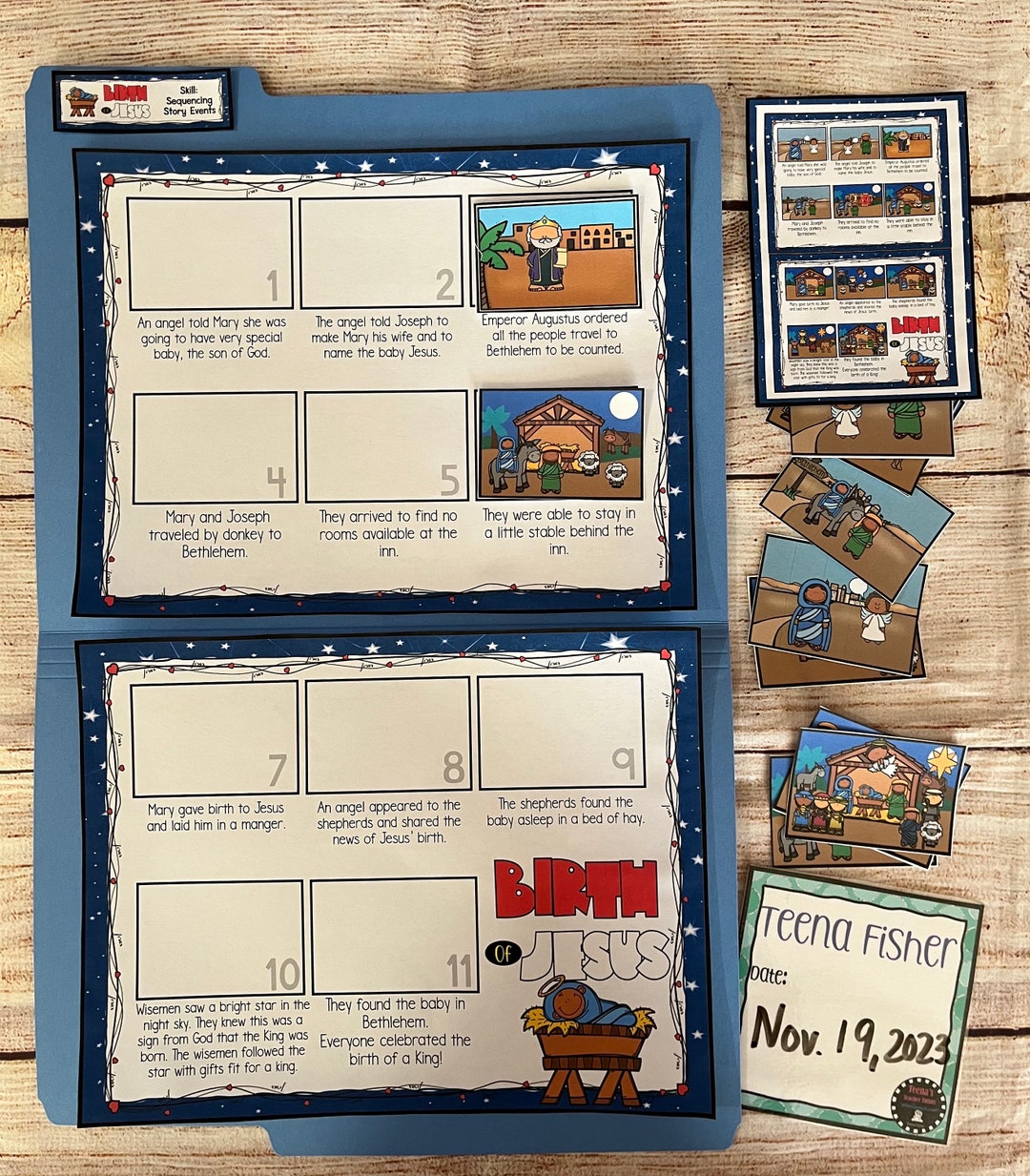 Birth of Jesus Nativity Christmas Story Sequencing File Folder Game ...