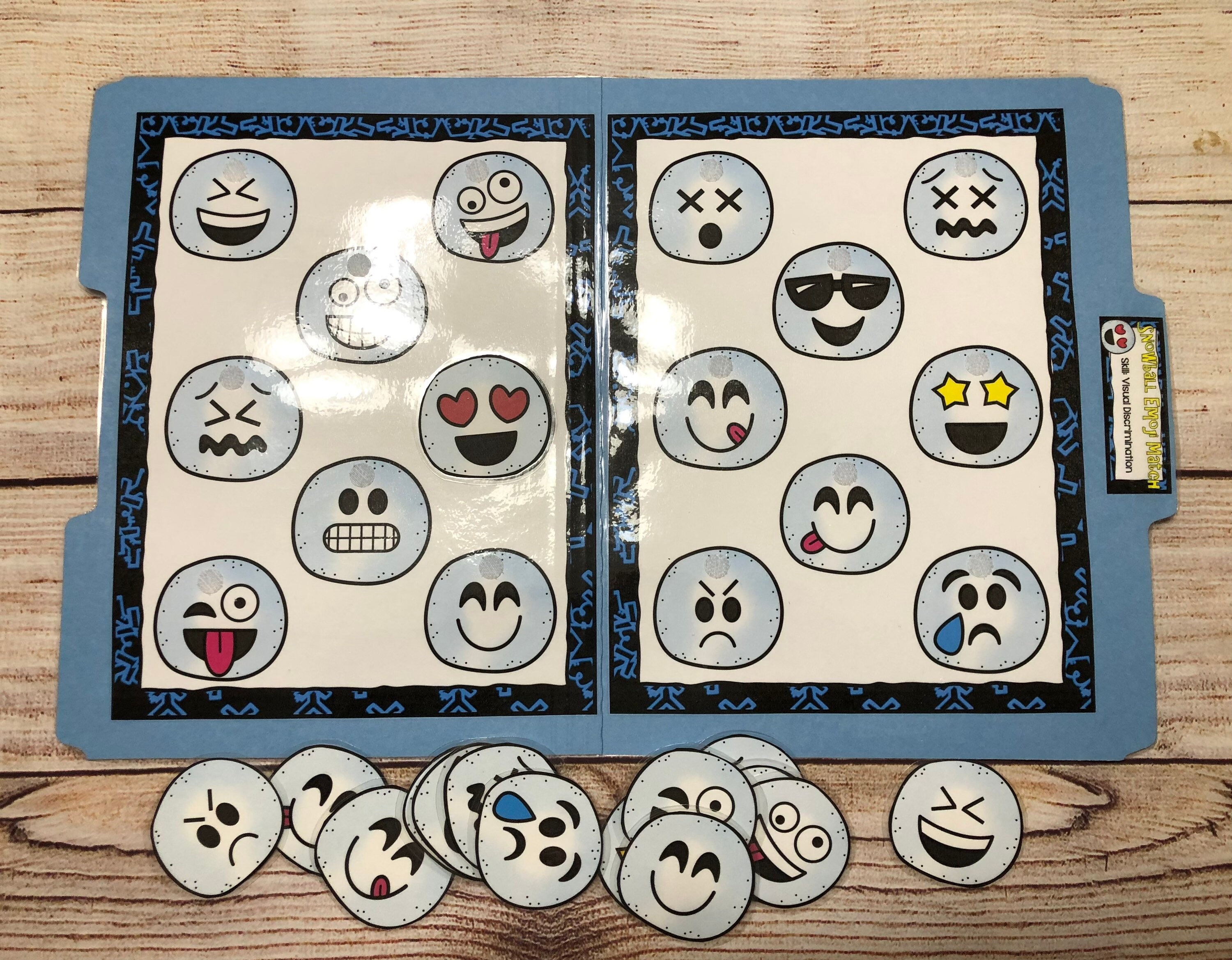 PDF VERSION Snowball Emoji Pattern Matching File Folder Game ...