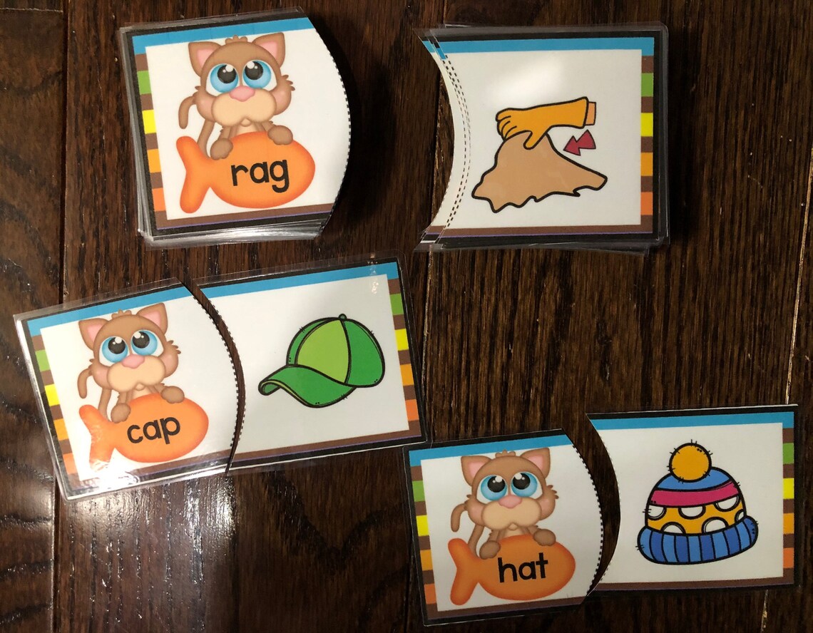 Goldfish Cat Short A CVC Word Puzzle Cards Teacher Made Phonics ...