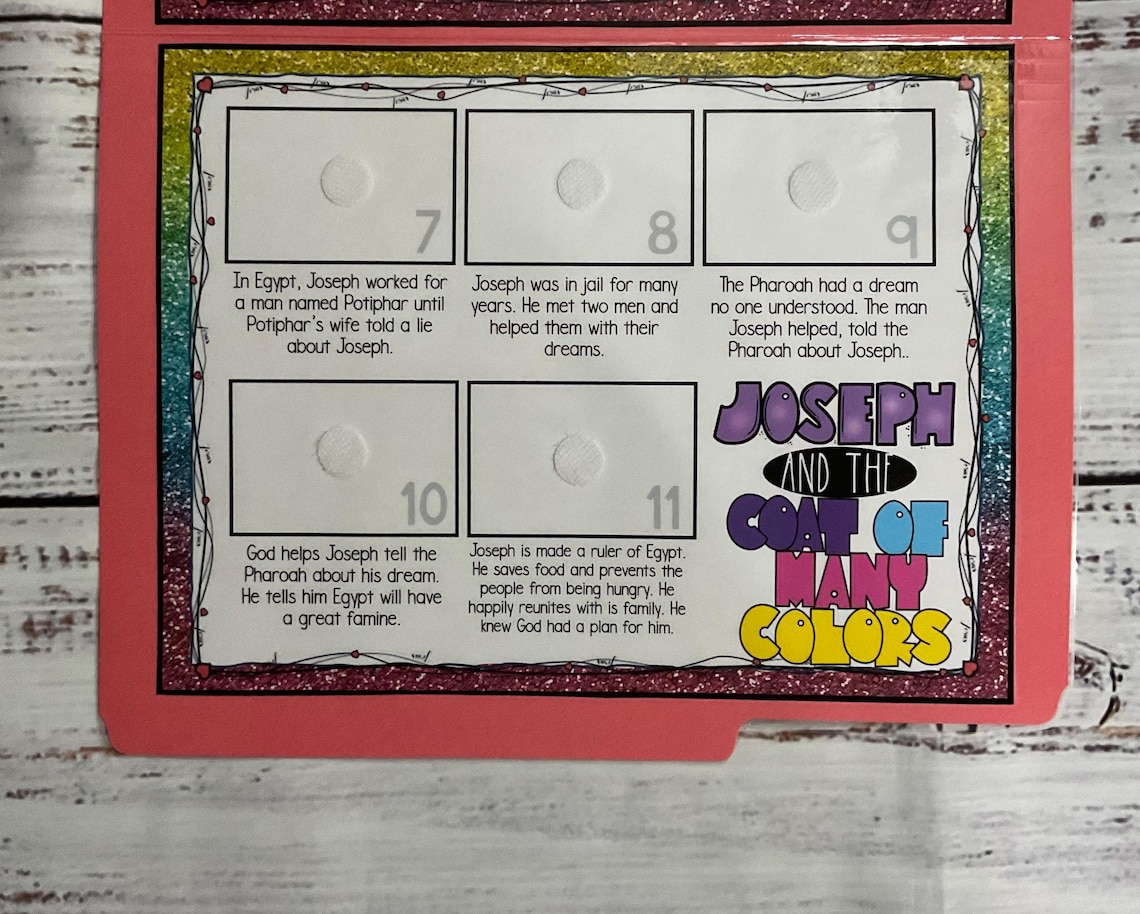 PDF VERSION Joseph and the Coat of Many Colors Sequencing File Folder ...