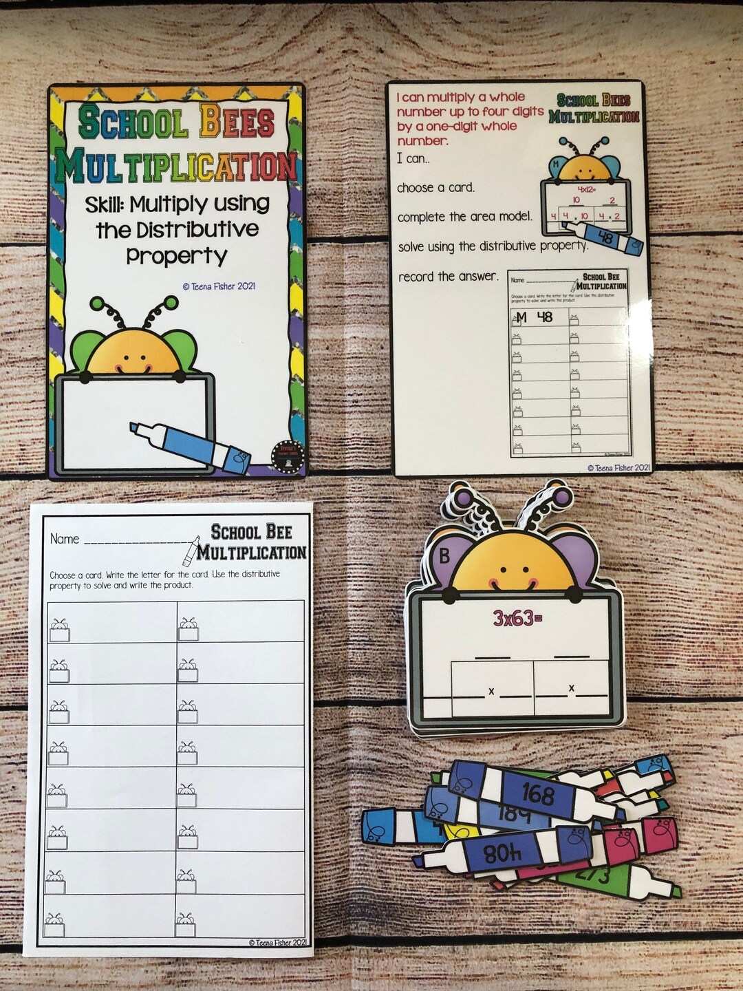 School Bees Multiplication Area Models Distributive Property Math File ...