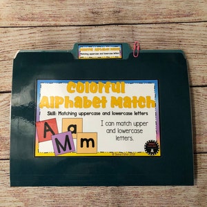 Colorful Alphabet Match File Folder Game Literacy Center Language Arts ...