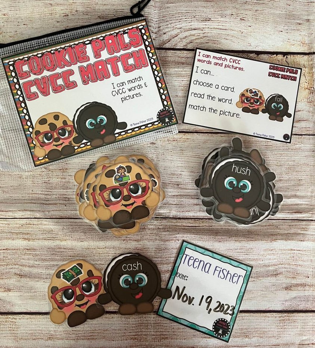 Cookie Pals CCVV Match Short Vowel Phonics Short Vowel Kindergarten ...