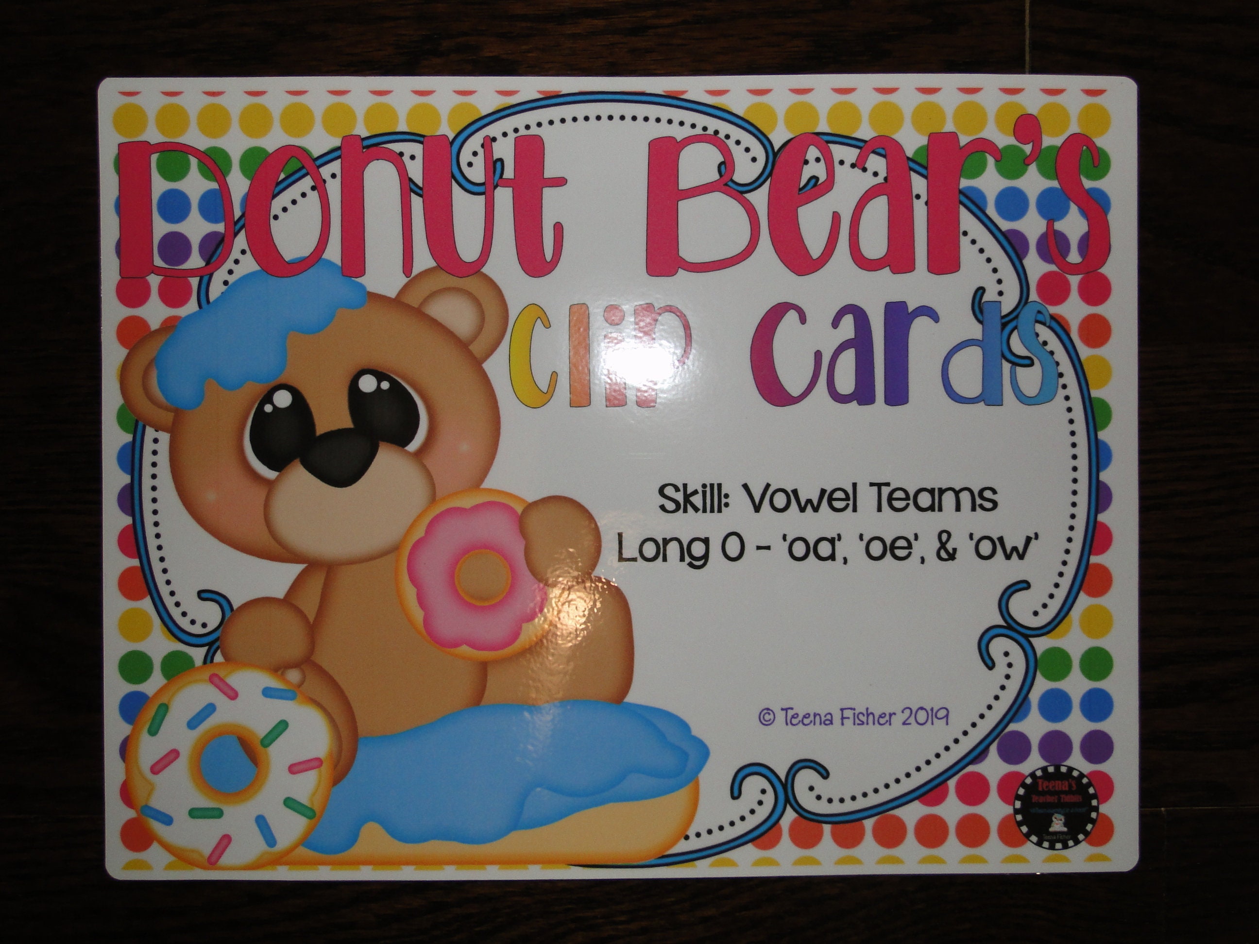Donut Bear's Long O Vowel Team Clip Cards Literacy Phonics File Folder ...