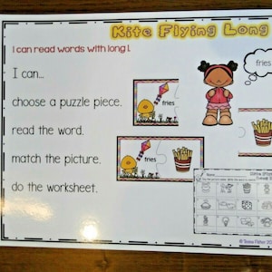 Kite Flying Long Vowel I Teams ~igh ~y, ~ie Word Puzzle Cards Teacher ...