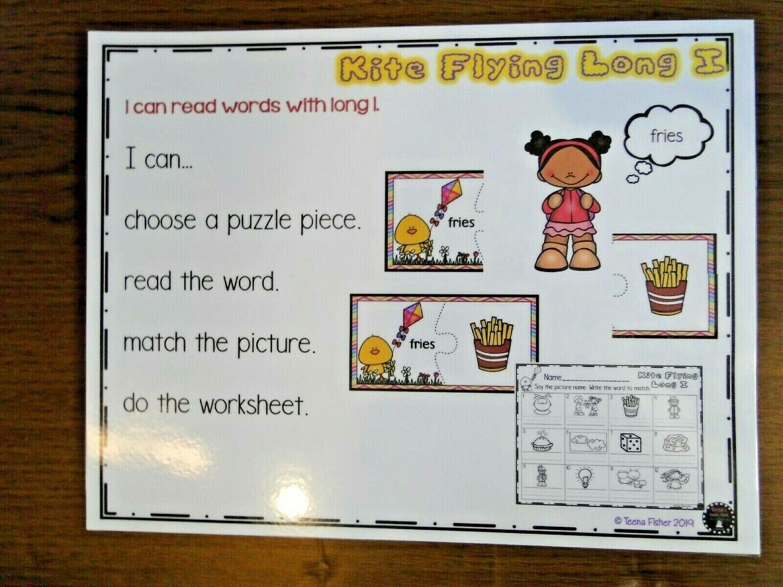 Kite Flying Long Vowel I Teams igh y ie Word Puzzle Cards - Etsy