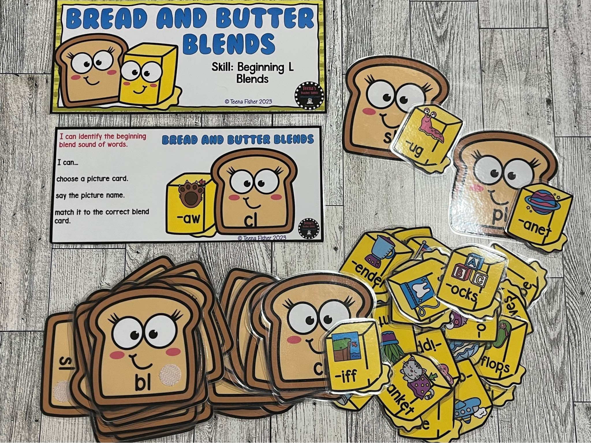 Bread & Butter Beginning L Blends Phonics Game Center Literacy - Etsy