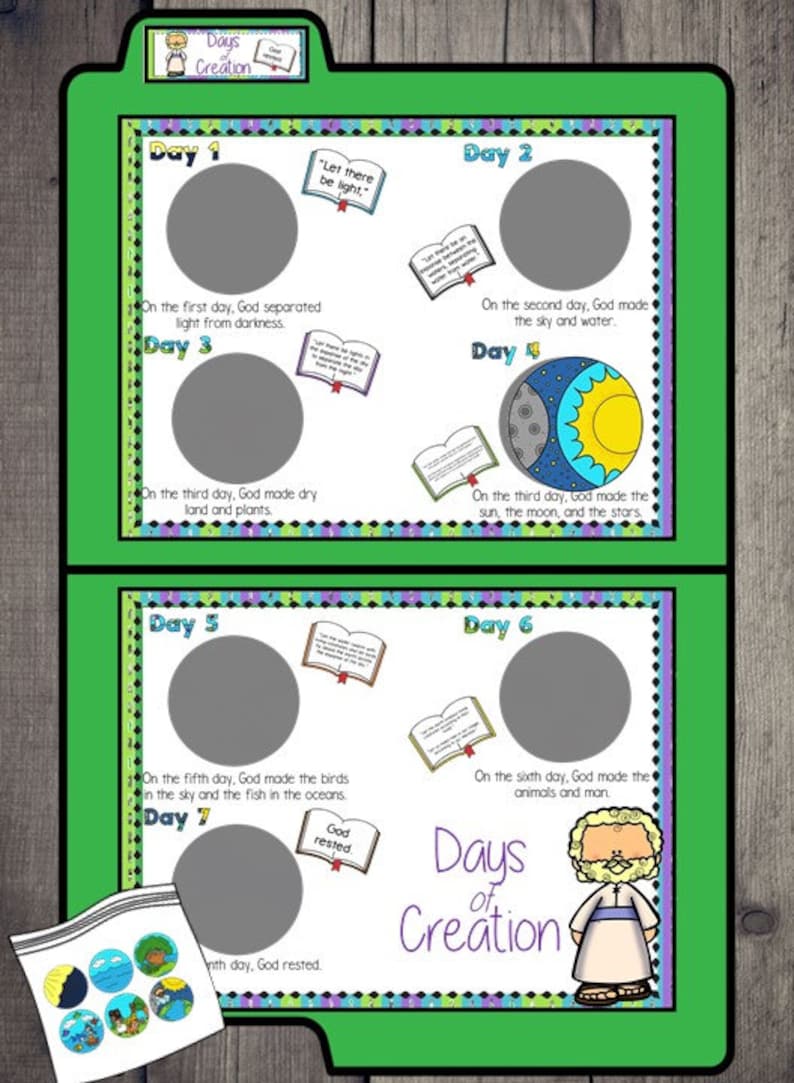 Days of Creation File Folder Game Center Teacher Resource Sunday School ...