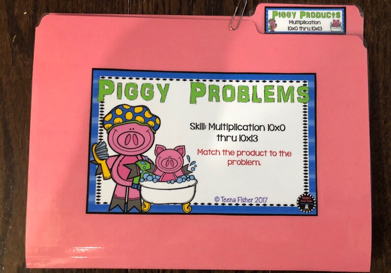 Piggy Problems Math File Folder Game Center Teacher Resource | Etsy