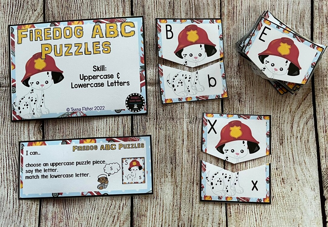 Firedog Alphabet Puzzle Cards Uppercase Lowercase Matching Cards ...