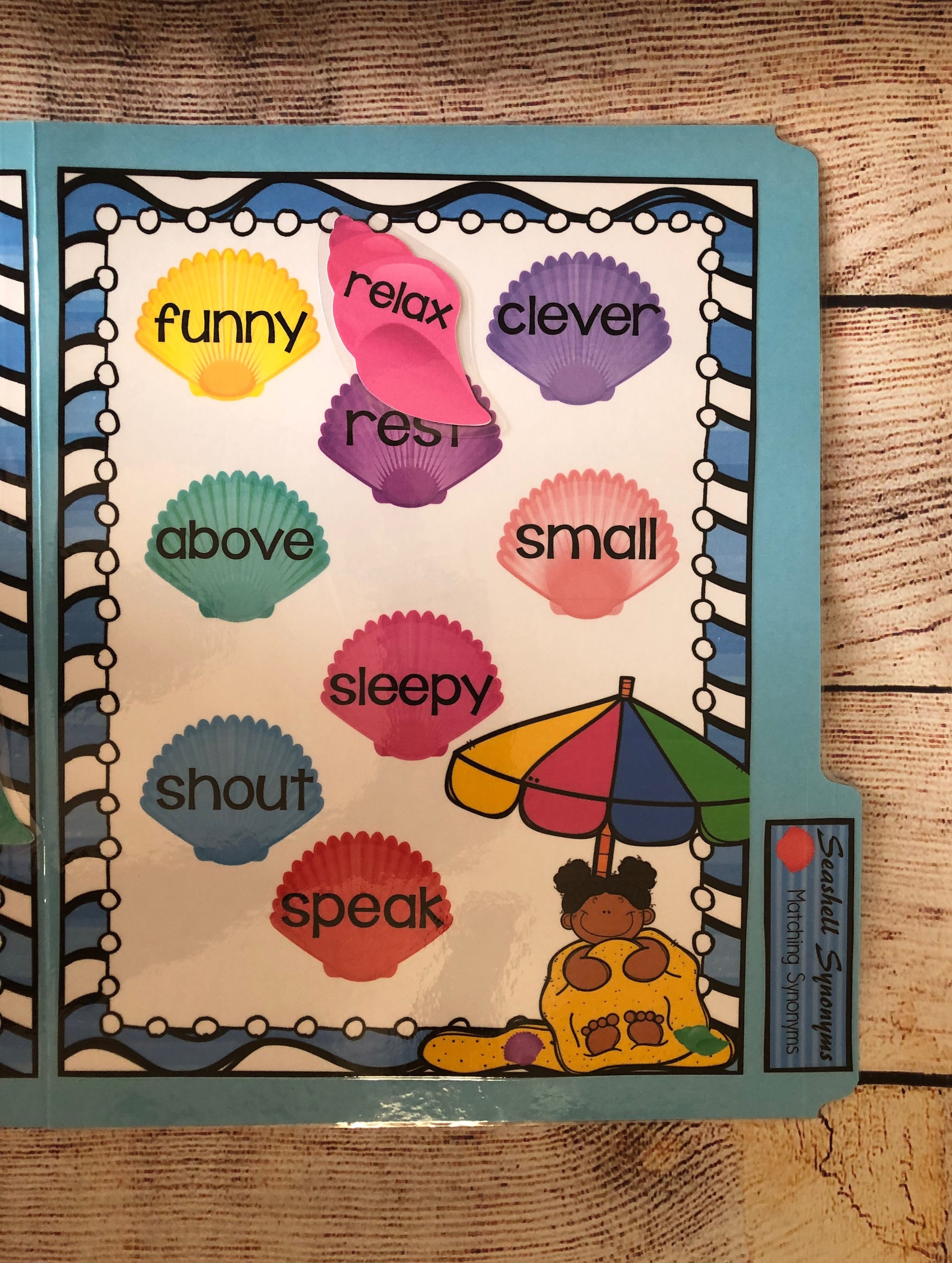 Seashell Synonyms Phonics Language Arts File Folder Game First Grade ...