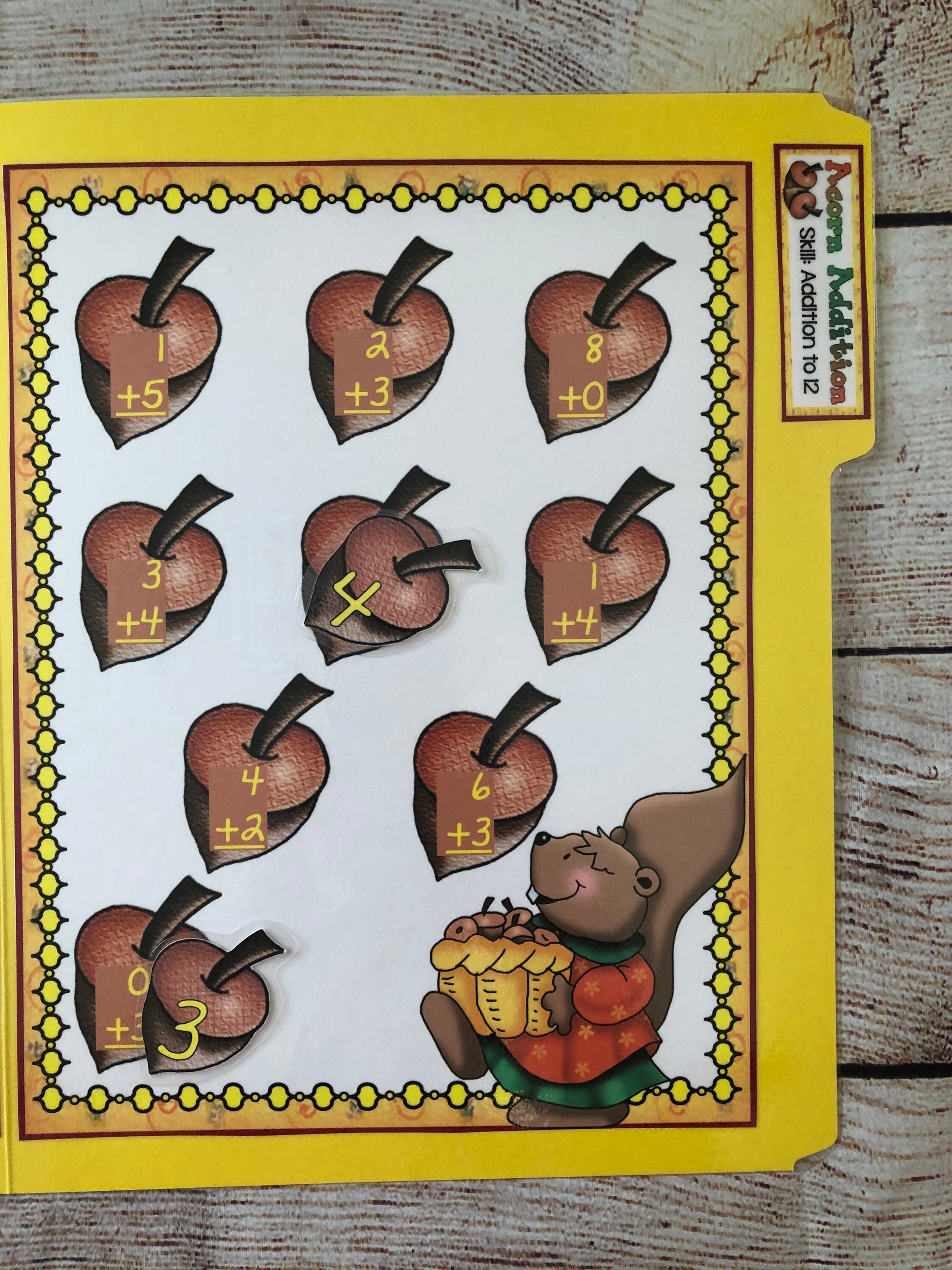 Acorn Addition Math File Folder Game Center Teacher Resource Fall First ...
