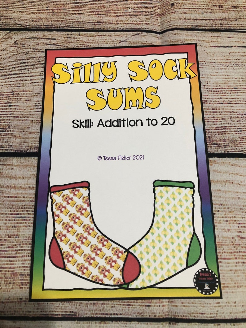 Silly Sock Sums Addition to 20 Math Game Kindergarten First Grade ...