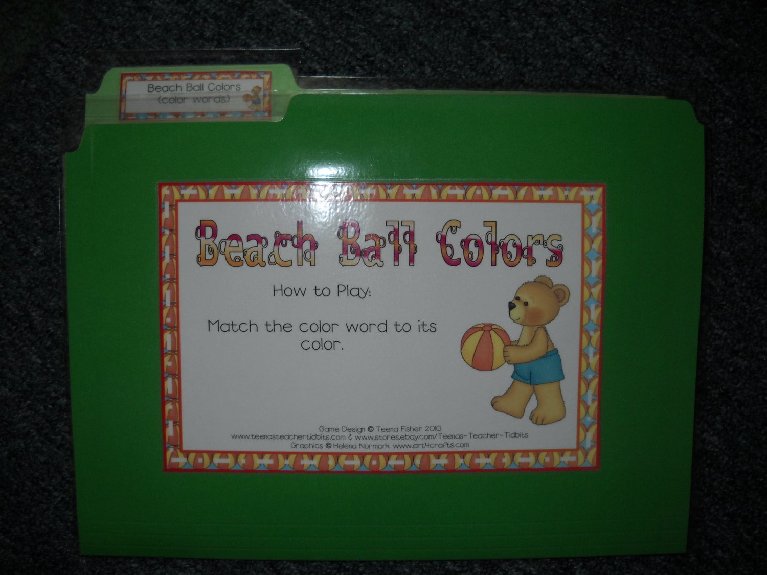 Beach Ball Colors File Folder Game Literacy Center Teacher Resource ...
