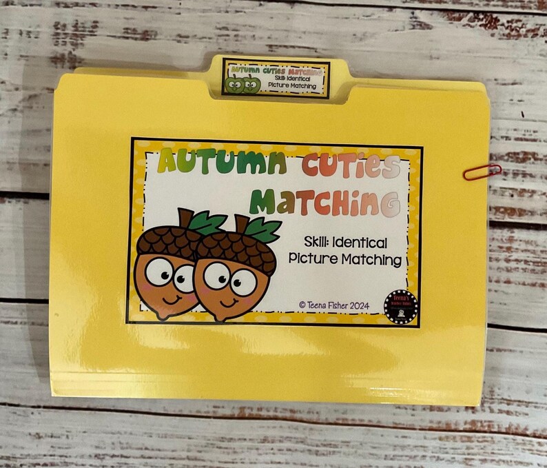 Autumn Cuties Identical Picture File Folder Game Kindergarten Preschool ...