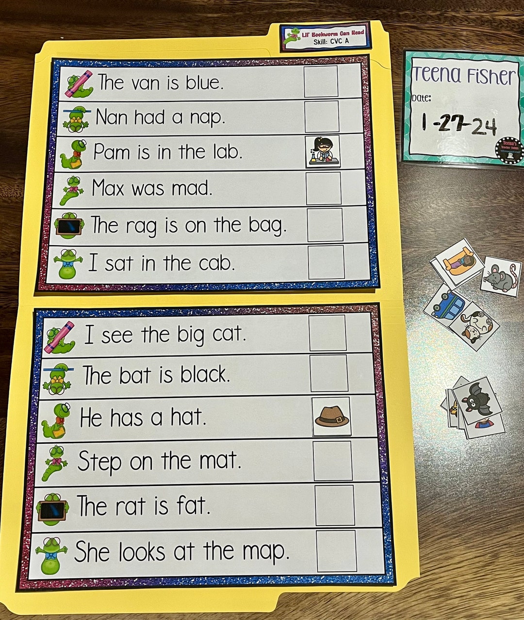 Lil' Bookworm Can Read CVC Short A Sentences Word Families Phonics ...