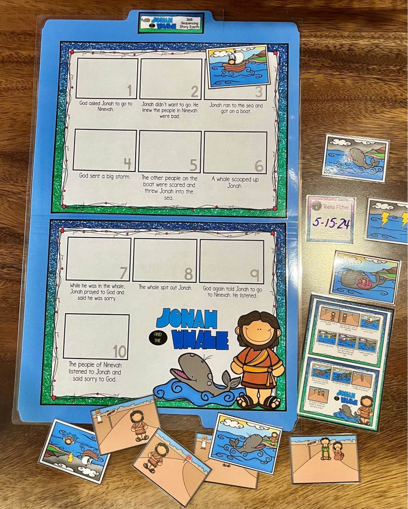 PDF VERSION Jonah and the Whale Sequencing File Folder Game Center ...