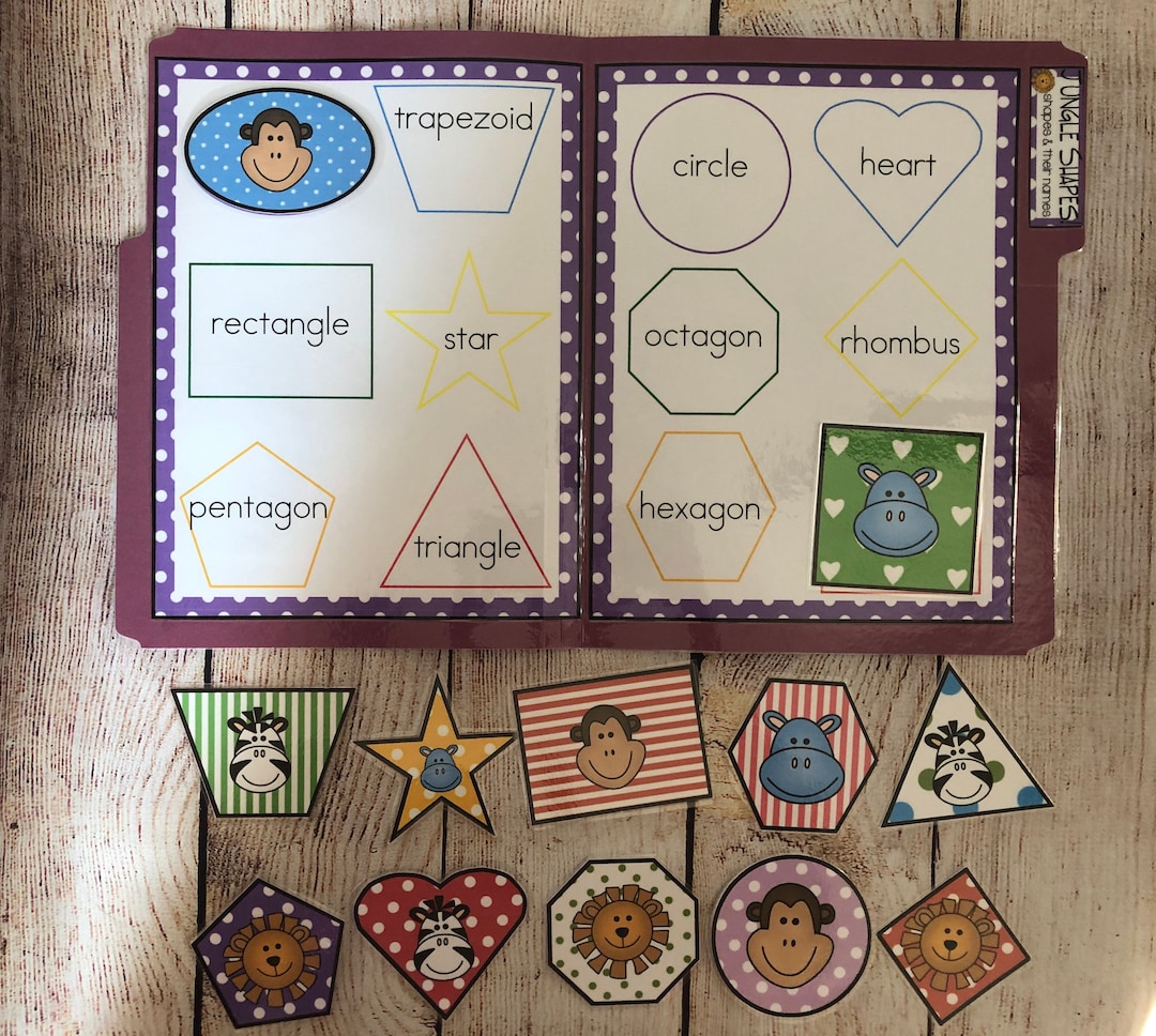 Jungle Shapes 2D Math File Folder Game Center Teacher Resource ...