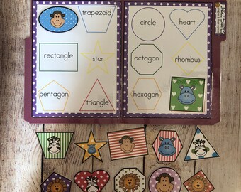 Color Shapes Matching 2D Math File Folder Game Center Teacher Resource ...