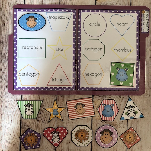 Color Shapes Matching 2D Math File Folder Game Center Teacher - Etsy