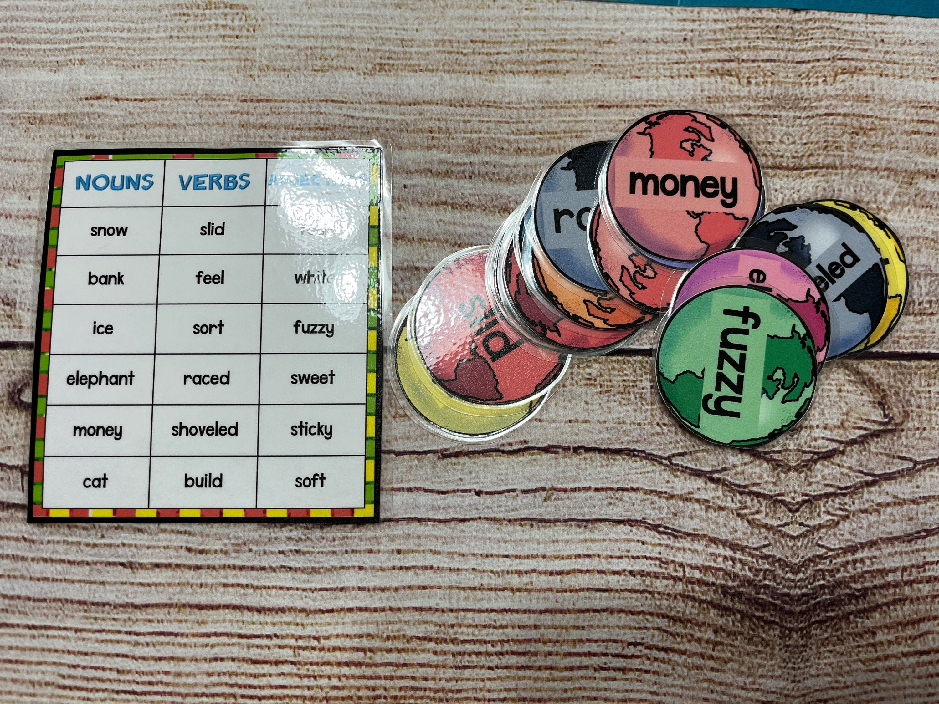 Grammar Globes File Folder Game Literacy Center Grammar Nouns Verbs ...