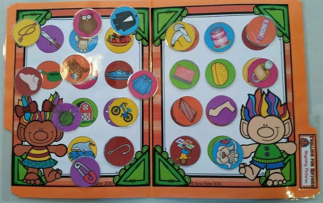 Trolling for Rhymes Phonics File Folder Game Center Teacher Resource ...