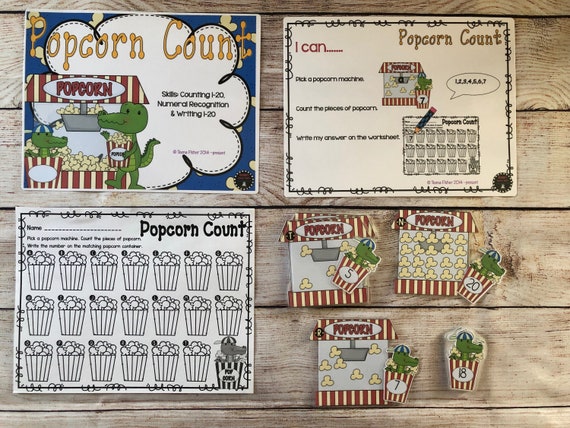 Popcorn Counting 1-20 Preschool Kindergarten Montessori - Etsy