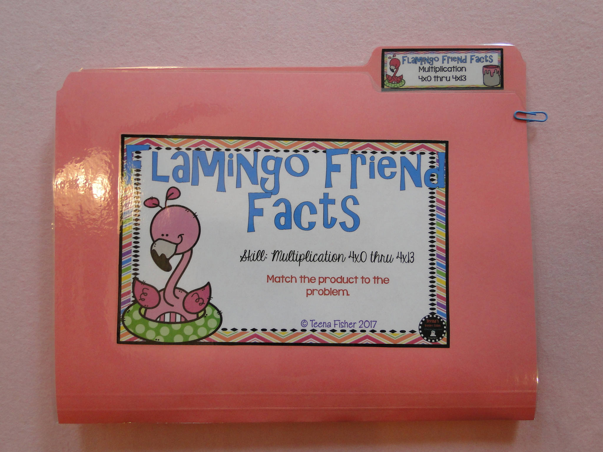 Flamingo Friend Facts Math File Folder Game Center Teacher Resource ...
