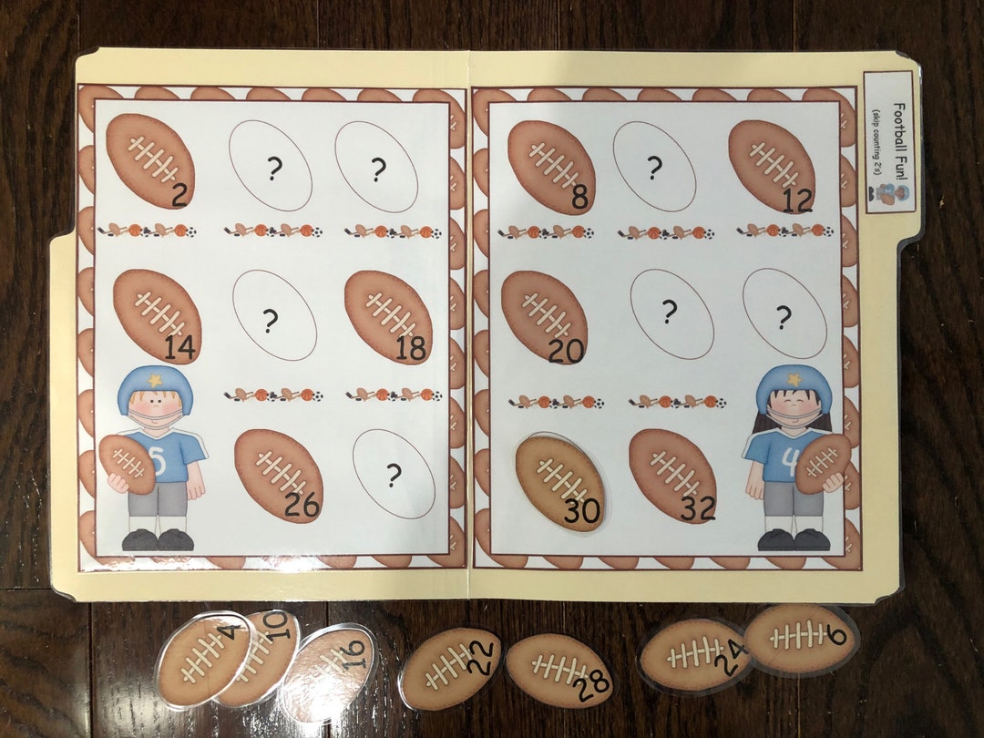 Football Fun Skip Counting by 2s File Folder Game 1~30 Kindergarten ...