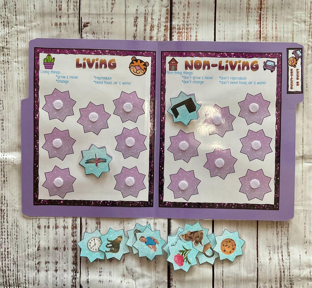 Living and Non-living Things Sort Science File Folder Game Task ...